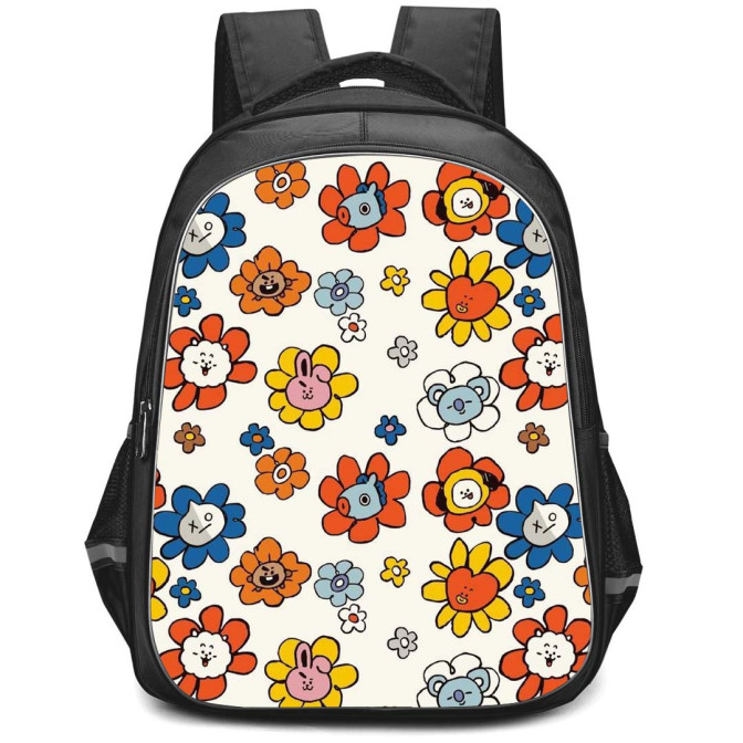 BT21 Backpack StudentPack - BT21 Avatar Inside Flower Patter Art ...