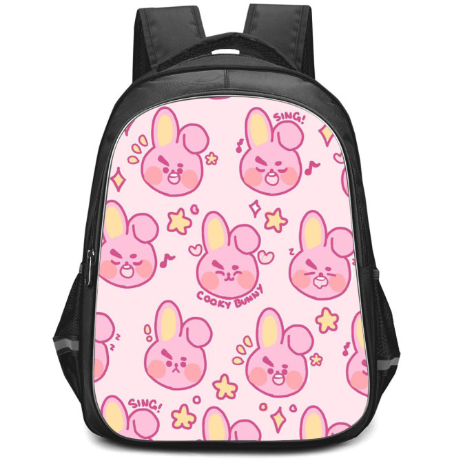BT21 Cooky Backpack StudentPack - Cooky Pattern Art On Pink Background ...