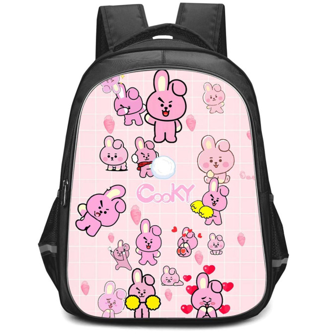 BT21 Cooky Backpack StudentPack - Cooky Stickers On Pink Palette ...