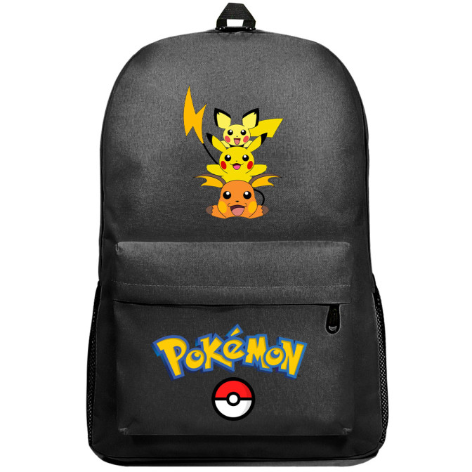 Pokemon Backpack SuperPack - Pichu Pikachu Raichu Evolution Cartoon Art ...
