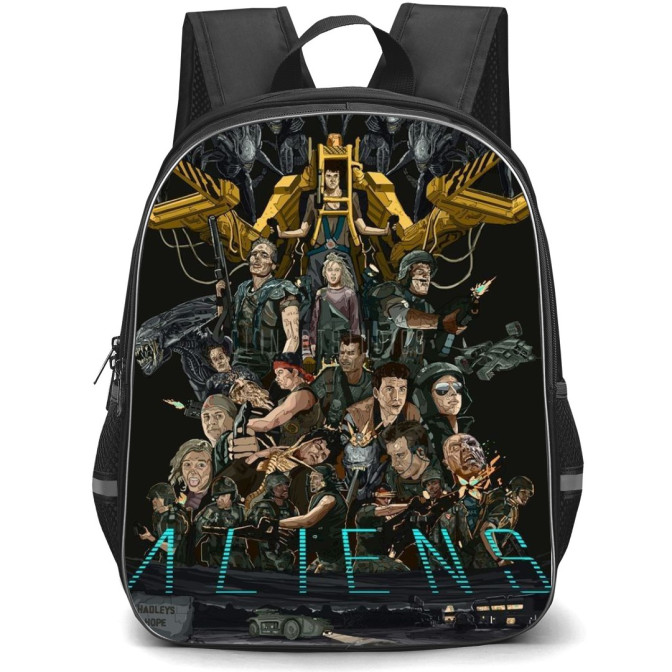 Aliens Movie Backpack StudentPack - Aliens Characters Illustration ...