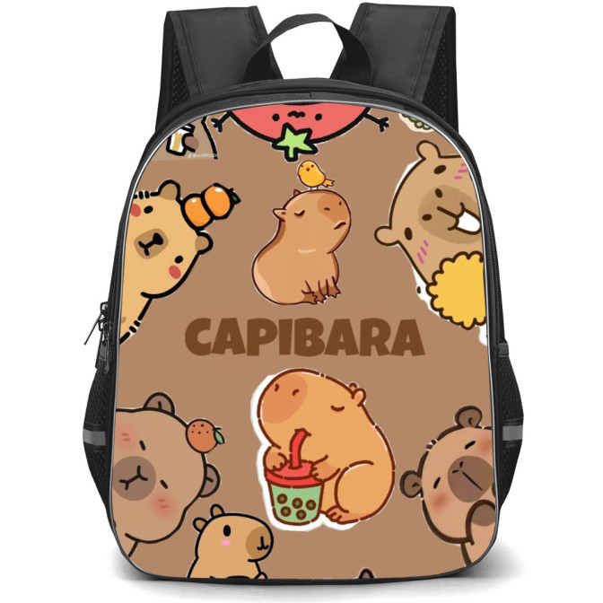 Capybara Backpack StudentPack - Capybara Collage Illustration Brown ...