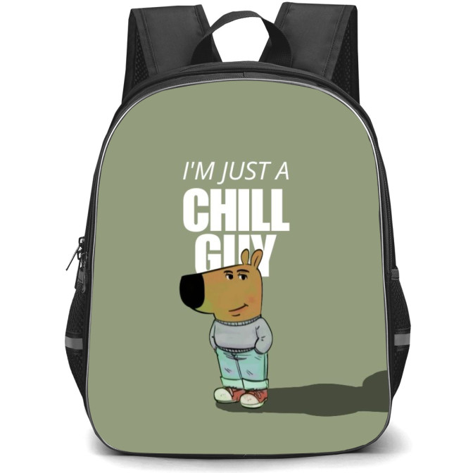 Chill Guy Backpack StudentPack - Chill Guy Portrait Green Background ...