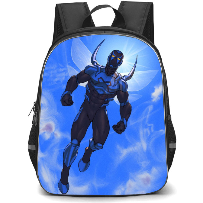 Blue Beetle Backpack StudentPack - Blue Beetle Flying Portrait Cartoon ...