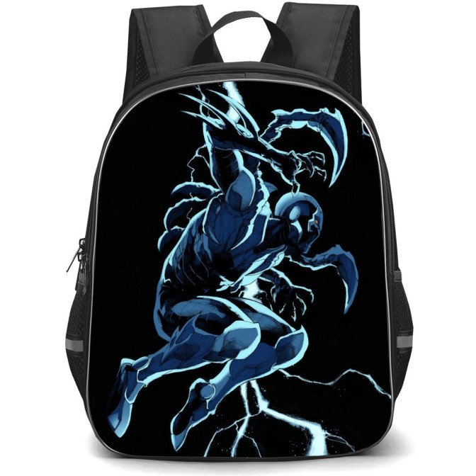 Blue Beetle Backpack StudentPack - Blue Beetle Jumping Side Portrait On ...