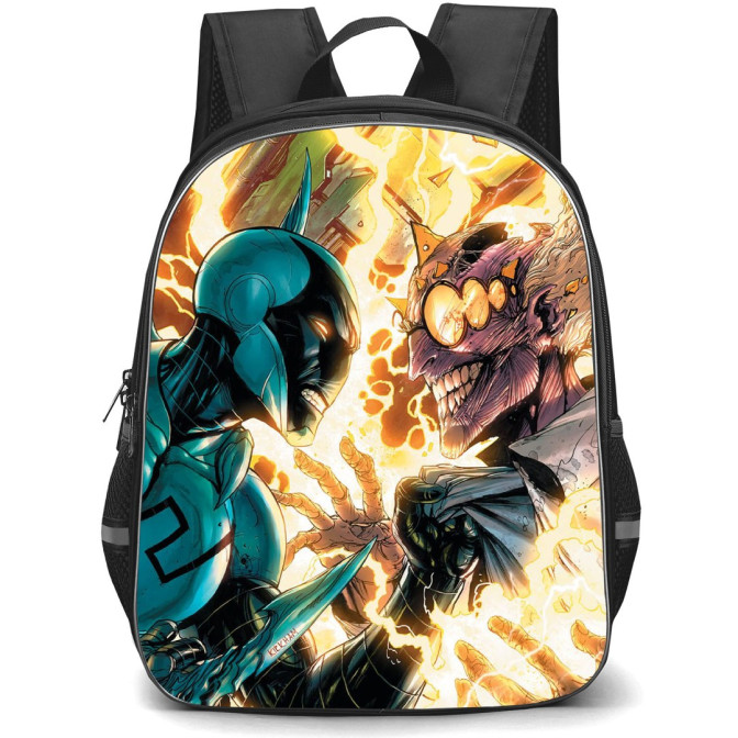 Blue Beetle Backpack StudentPack - Blue Beetle Vs Stopwatch Comic Art ...
