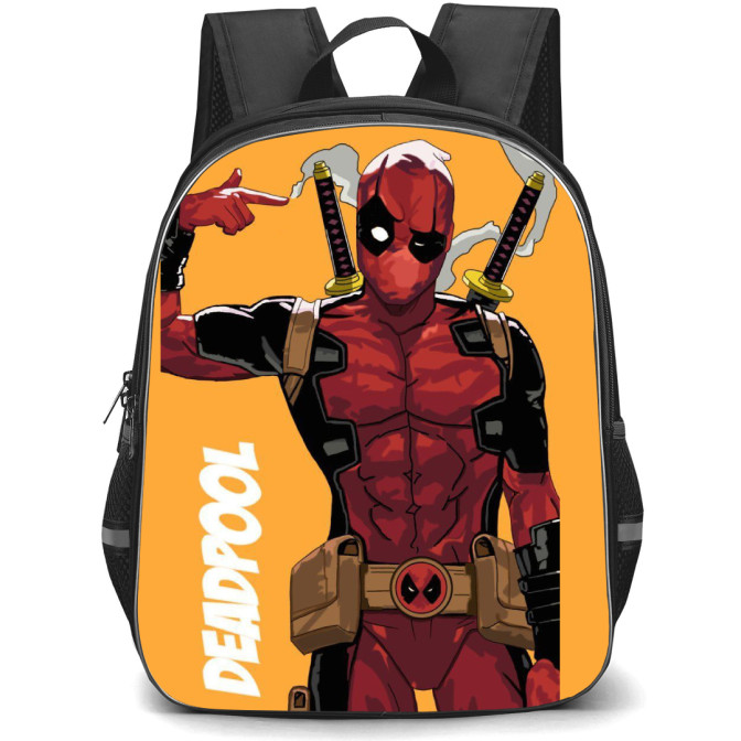 Deadpool Backpack StudentPack - Deadpool Drawing On Orange Background ...