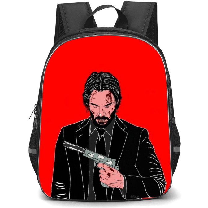 John Wick Backpack StudentPack - John Wick Holding Gun Illustration Red ...