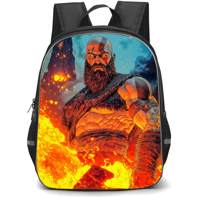 God of War Ragnarok Kratos Backpack StudentPack - Kratos Flaming Body ...