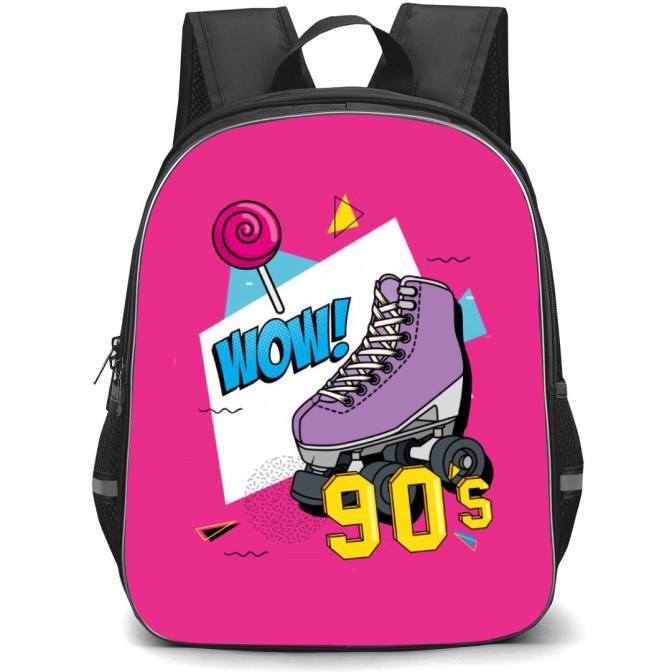 90s Backpack Student Pack - Wow 90s Skateshoes Pink Background | Trendapack