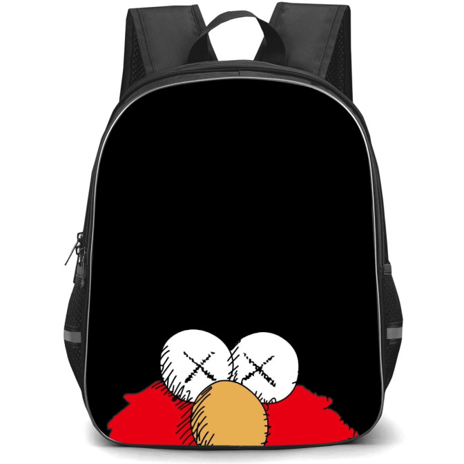 Kaws School Backpack StudentPack - Elmo Illustration Black Background ...