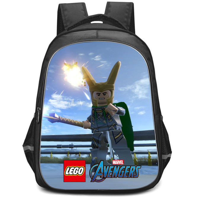 LEGO Marvel Avengers Loki Backpack StudentPack - Loki In Action On Blue ...
