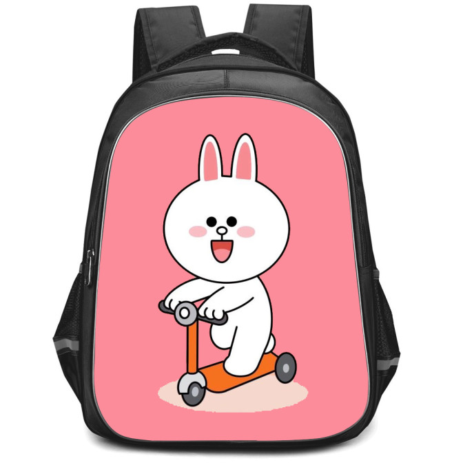 Lines Friends Cony Backpack StudentPack - Cony Riding Skating Cycle On ...