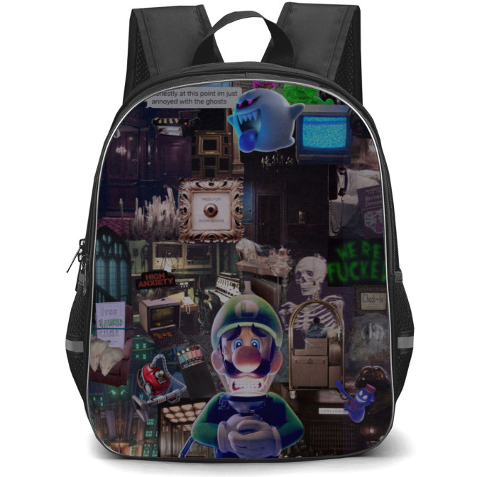 Luigi's Mansion Backpack StudentPack - Luigi Collage Retro Style ...