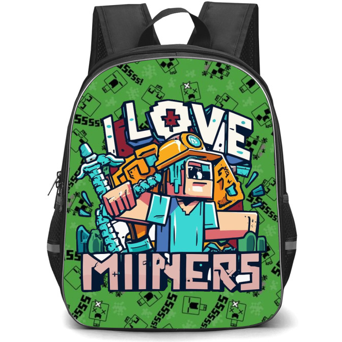 Minecraft Backpack StudentPack - Minecraft I Love Miners Cartoon Art ...