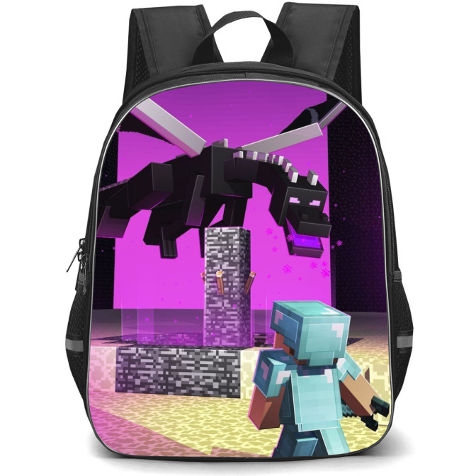 Minecraft Backpack StudentPack - Steve Fighting Ender Dragon | Trendapack