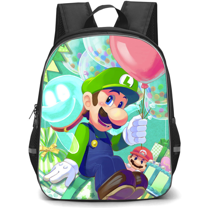 Super Mario Luigi Backpack StudentPack - Luigi Happy Luigi's Day ...