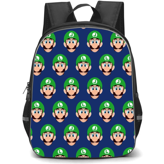 Super Mario Luigi Backpack StudentPack - Luigi Pattern Art Blue ...