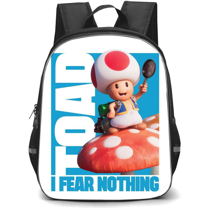 Super Mario Toad Backpack StudentPack - Toad I Fear Nothing Text Art ...