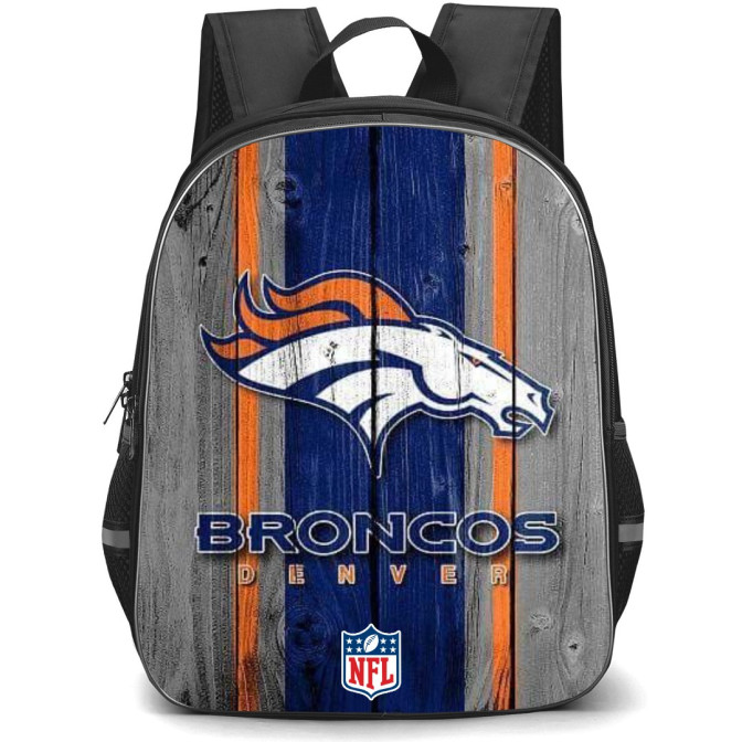 NFL Denver Broncos Backpack StudentPack - Denver Broncos Logo On Wooden ...