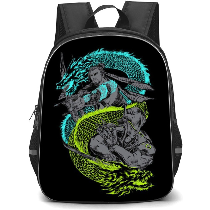 Overwatch Backpack StudentPack - Hanzo And Genji Portrait On Black ...