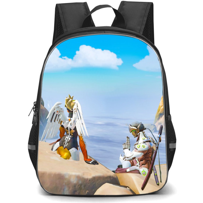 Overwatch Backpack StudentPack - Mercy And Genji Sitting | Trendapack