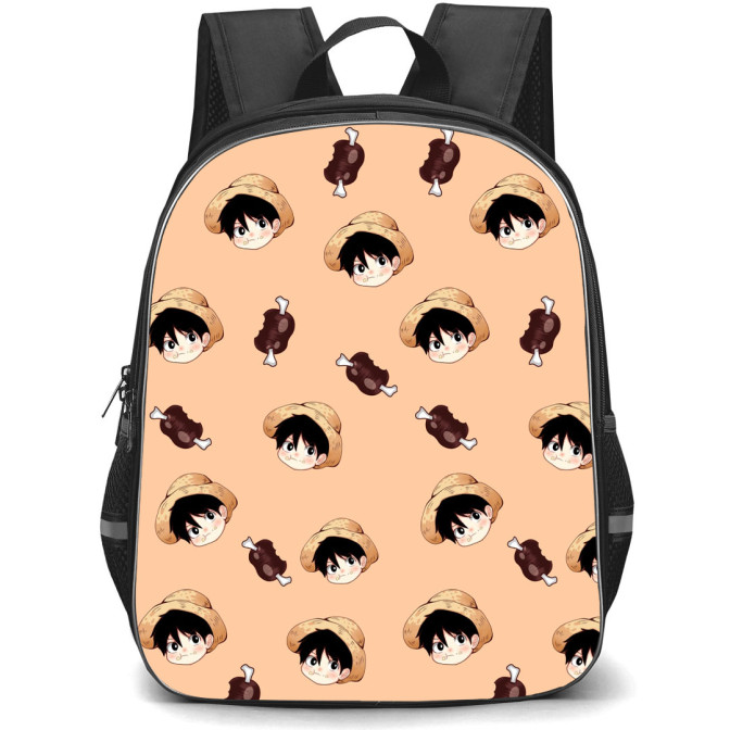 One Piece Luffy Backpack StudentPack - Luffy And Meat Pattern Art On ...