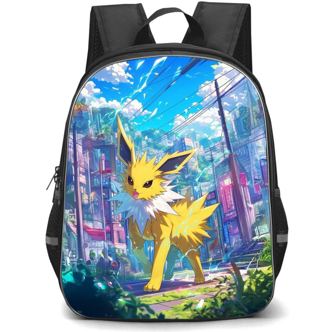Pokemon Jolteon Backpack StudentPack - Jolteon Cartoon City Background ...