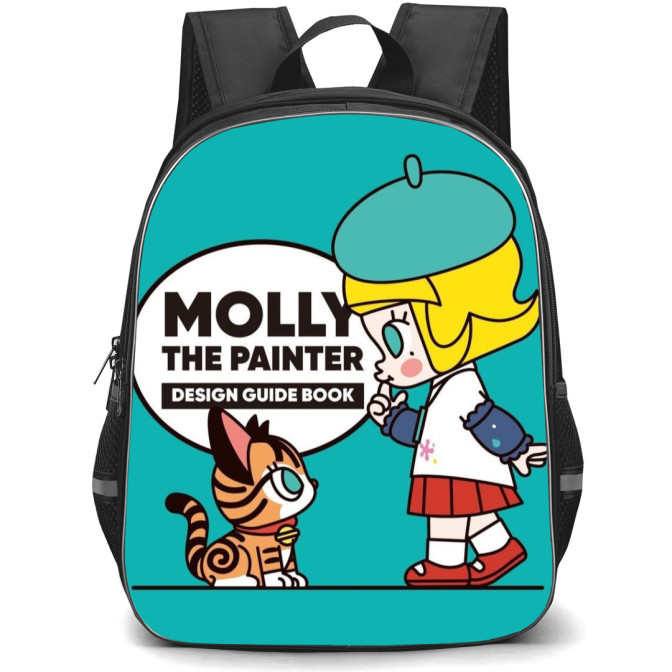 Pop Mart Molly Backpack StudentPack - Molly The Painter Blue Background ...