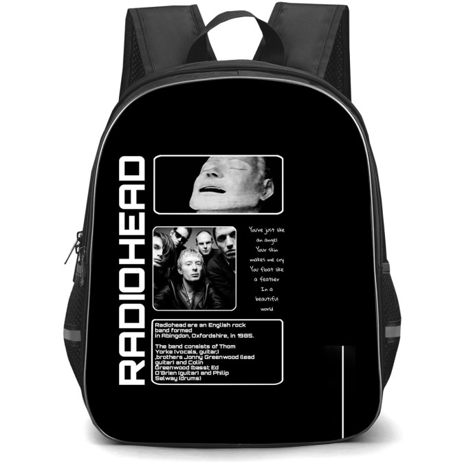 Radiohead Backpack StudentPack - Radiohead Group Grayscale Poster ...