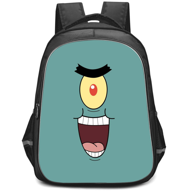SpongeBob Plankton Backpack StudentPack - Plankton Smiling On Cyan ...