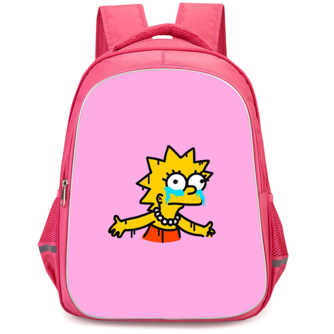 The Simpsons Lisa Backpack StudentPack - Lisa Crying On Pink Background ...