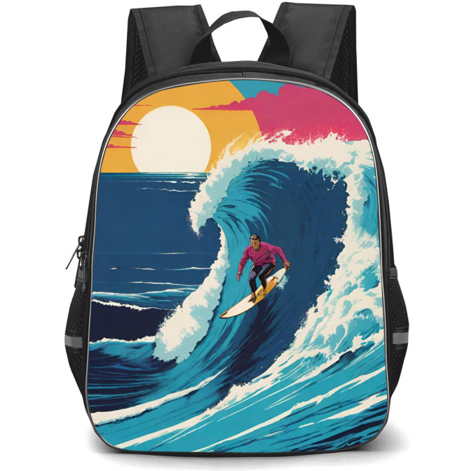 Surfing Backpack StudentPack - Surfing Sunset Illustration Art Poster ...