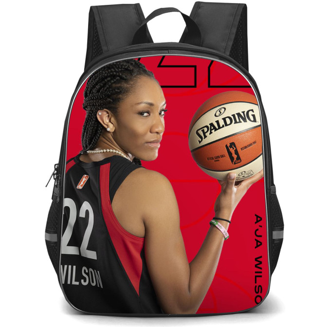 WNBA Aja Wilson Backpack StudentPack - Aja Wilson 22 Holding Ball And ...