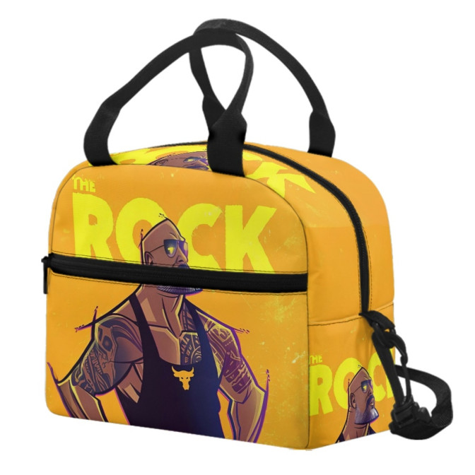 WWE The Rock Lunch Box - The Rock Side Portrait Cartoon Art | Trendapack